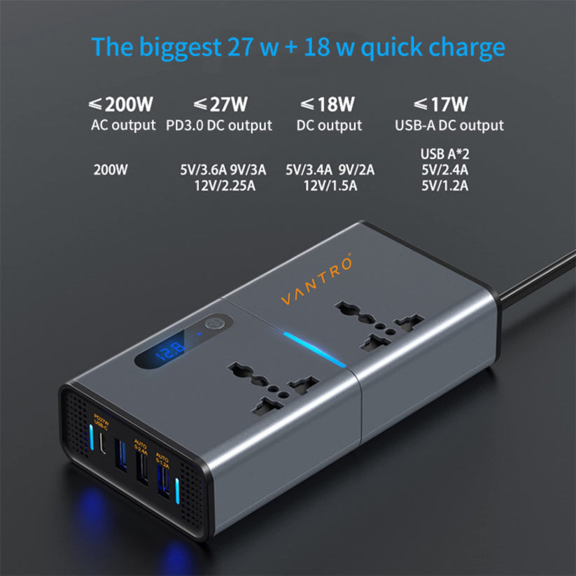 VANTRO Car Power Inverter 200W – P2 – VANTRO India